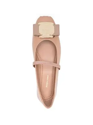 FERRAGAMO Vara Leather Ballet Flats - Brown