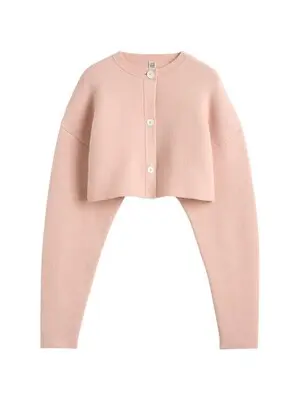 TOTEME Wool Cropped Cardigan - Pink