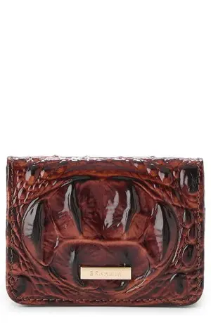 Brahmin Clementine Embossed Leather Card Case - Pecan Melbourne