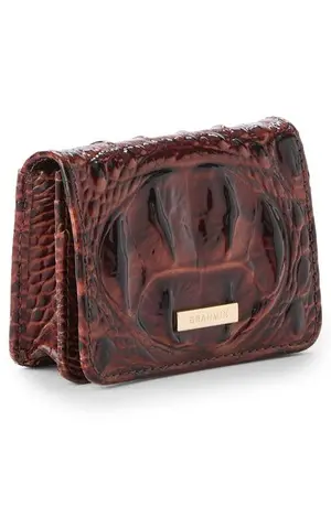 Brahmin Clementine Embossed Leather Card Case - Pecan Melbourne