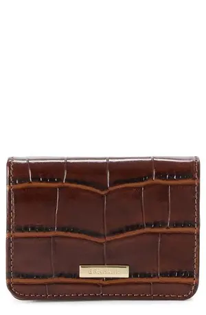 Brahmin Clementine Embossed Leather Card Case - Pecan Windswept