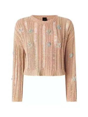 Pinko Embellished Distressed Top - Brown