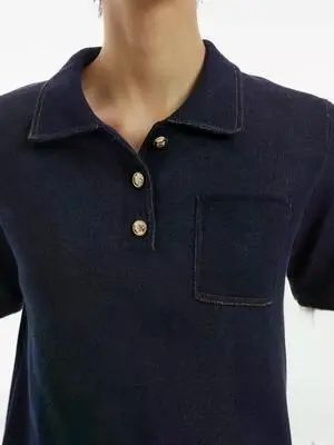 CRUSH COLLECTION Chest-pocket Polo Top