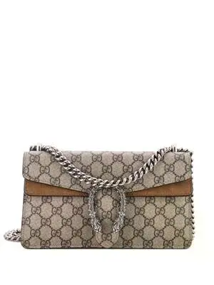 Gucci Dionysus Gg Coated Canvas Small Shoulder Bag With Crystal Embellished Metal - Brown