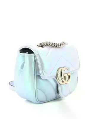 Gucci Gg Marmont Chevron Iridescent Leather Mini Shoulder Bag - Metallic