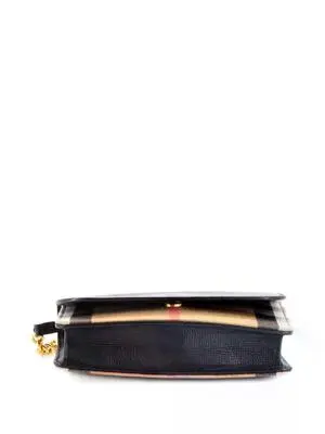 Burberry Hampshire Wallet On Chain Leather And House Check Canvas Crossbody Bag - Black