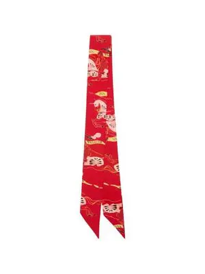 Burberry Printed Silk Scarf - Red