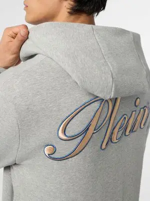Philipp Plein Zip-up Hoodie With Embellished Logo - Grey