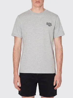 A.p.c. Short Sleeve Cotton T-shirt With Contrasting Logo Print - Grey