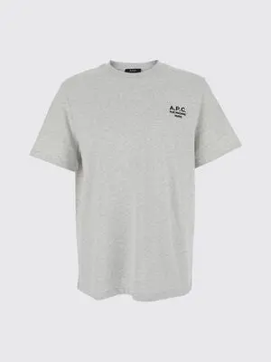 A.p.c. Short Sleeve Cotton T-shirt With Contrasting Logo Print - Grey