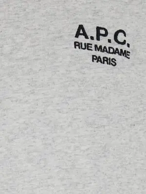 A.p.c. Short Sleeve Cotton T-shirt With Contrasting Logo Print - Grey