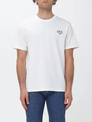 A.p.c. Short Sleeve Cotton T-shirt With Contrasting Logo Print - White