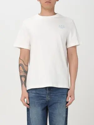 A.p.c. Short Sleeve Cotton T-shirt With Contrasting Logo Print - White