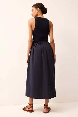 MARIE OLIVER Mixed Media Tank Dress - Naval