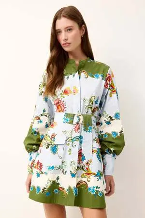 MARIE OLIVER Printed Cotton Shirt Dress - Delphi