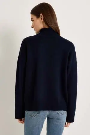 MARIE OLIVER Oversized Knit Sweater - Navy