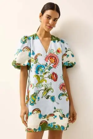 MARIE OLIVER Kiki Printed Ramie Dress - Delphi