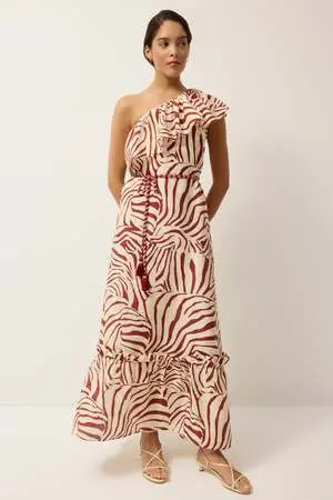 MARIE OLIVER Raya One-shoulder Striped Maxi Dress