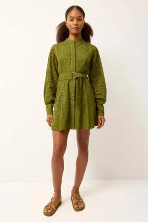 MARIE OLIVER Eyelet Shirt Dress With Belt