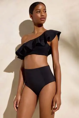 MARIE OLIVER Doris One-shoulder Bikini Top - Black