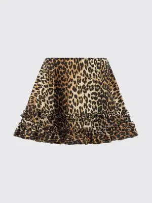 GANNI Animal Print Recycled Fabric Mini Skirt - Brown