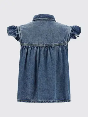 GANNI Sleeveless Denim Top With Ruffles - Blue