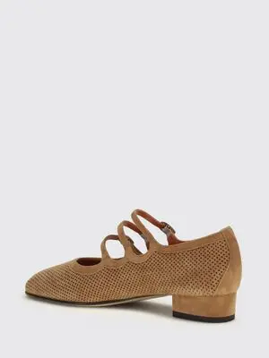 CAREL Perforated Suede Mary Jane Pumps - Camel