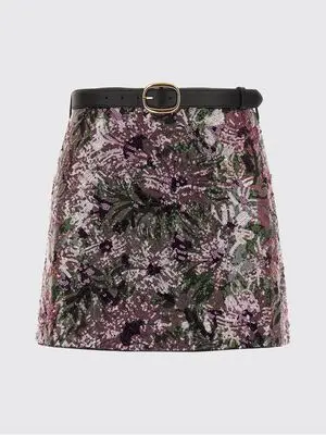 SELF-PORTRAIT Belted Floral Skirt