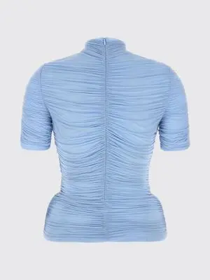 Magda Butrym Ruched Mock Neck Top With Floral Appliqu - Blue