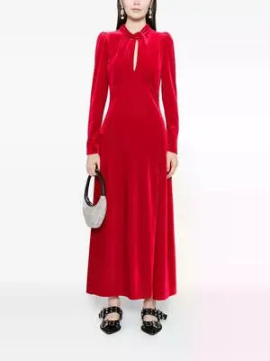 GANNI Velvet Jersey Gathered Maxi Dress