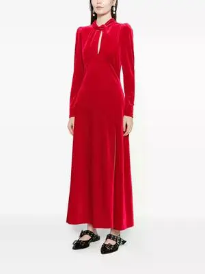 GANNI Velvet Jersey Gathered Maxi Dress
