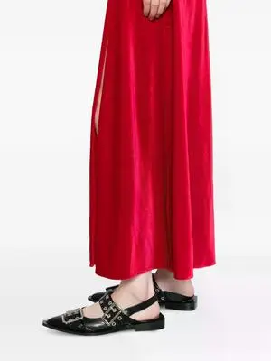 GANNI Velvet Jersey Gathered Maxi Dress
