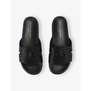 Kurt Geiger Faux-leather Slides With Embellishment - Black