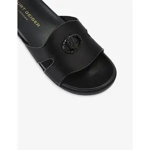 Kurt Geiger Faux-leather Slides With Embellishment - Black