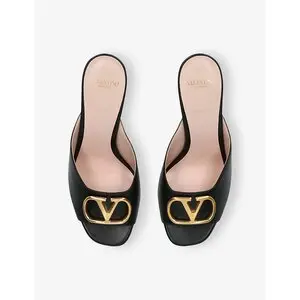 Valentino Garavani Vlogo Signature 80 Leather Heeled Mules - Black