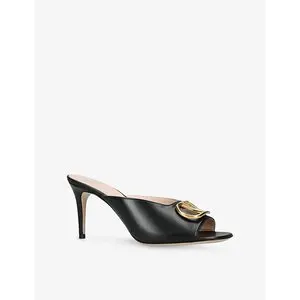 Valentino Garavani Vlogo Signature 80 Leather Heeled Mules - Black