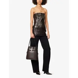 TOTEME Croc-embossed Leather Strapless Top