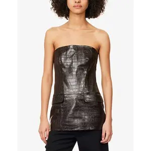 TOTEME Croc-embossed Leather Strapless Top