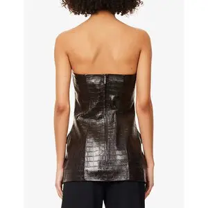TOTEME Croc-embossed Leather Strapless Top
