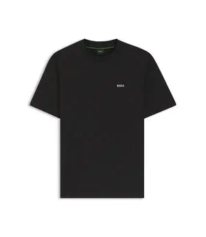 BOSS Cotton-blend T-shirt With Tennis-ball Jacquard - Black
