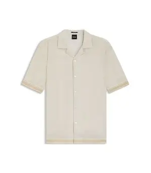 BOSS Relaxed-fit Shirt With Mosaic Print - Light Beige