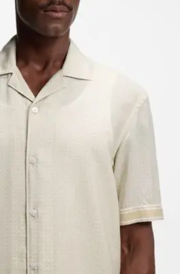 BOSS Relaxed-fit Shirt With Mosaic Print - Light Beige