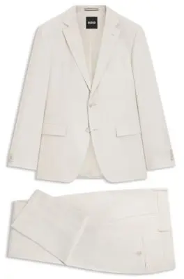 BOSS Two-piece Slim-fit Suit In Stretch Fabric - White
