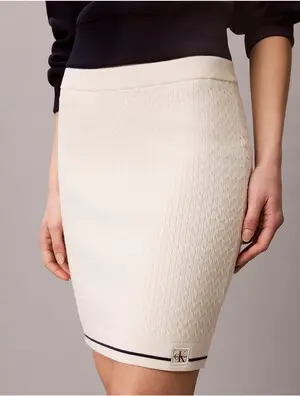 Calvin Klein Micro Cable Knit Mini Skirt - Tofu