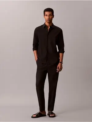 Calvin Klein Linen Blend Pleated Pull-on Pants - Black