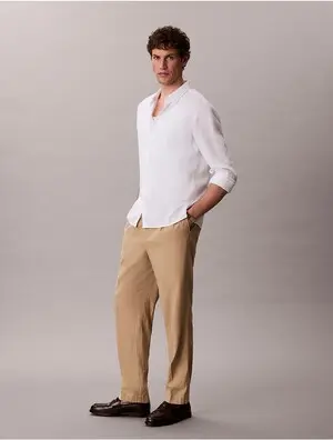 Calvin Klein Linen Blend Pleated Pull-on Pants - Cornstalk