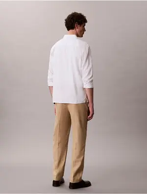 Calvin Klein Linen Blend Pleated Pull-on Pants - Cornstalk