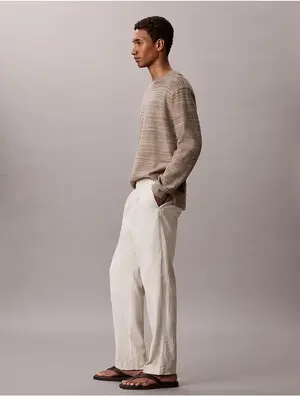 Calvin Klein Linen Blend Pleated Pull-on Pants - Oatmeal