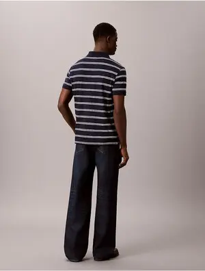 Calvin Klein Liquid Touch Stripe Polo Shirt - Dark Sapphire