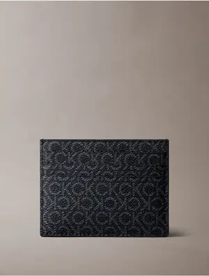 Calvin Klein Pebbled Monogram Card Case - Black